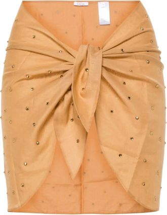 Os&eacute;ree Homme, Jupes, Beige, Taille: 38 FR Cache-maillot nou&eacute; orn&eacute; de cristaux