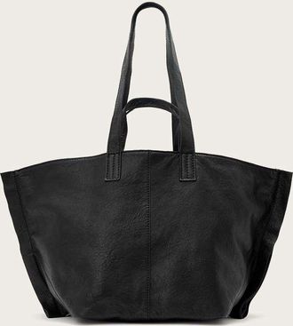 AllSaints Lutece Leder-Shopper in Schwarz