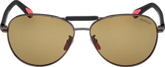 Moncler Sonnenbrille mit Logo-Print - Schwarz