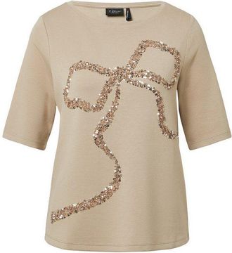 s.Oliver Kurzarmshirt T-Shirt Viskose-T-Shirt im Relaxed Fit mit Pailletten