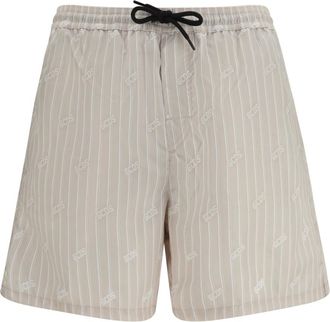 GCDS Gcds - Short de bain ray&eacute; avec logo int&eacute;gral - Homme - Maillots de bain - Beige - Taille: S