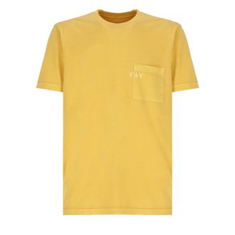 Fay T-Shirt mit Rundhalsausschnitt und Tasche - - Tops - Herren - Gelb - L