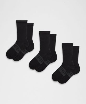 lululemon Power Stride Crew-Socken im 3er-Pack - Gr&ouml;&szlig;e L in Black