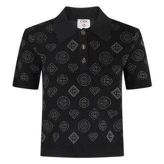 Casablanca Schwarzes Jacquard Polo Shirt - - Tops - Damen - Schwarzk - S