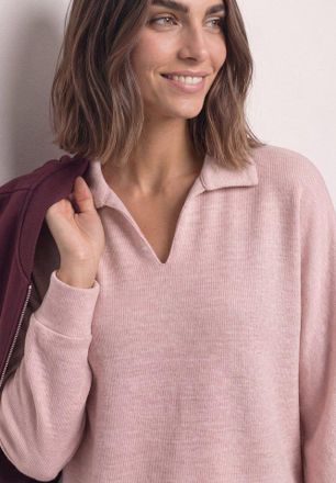 Street One Langarm-Poloshirt mit Polokragen / Im Melange-Look