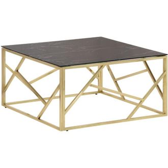 vidaXL Couchtisch Golden Edelstahl und Hartglas Vidaxl