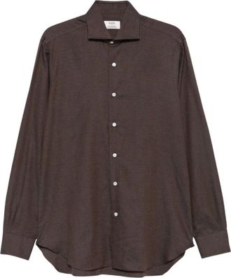 Barba Chemise Coton Manches Longues - Homme - Chemises - Brun - Taille: L