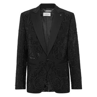 Philipp Plein Blazer en Laine Lord Fit Clous et Pierres - Homme - Vestes - Noir - Taille: 2XL