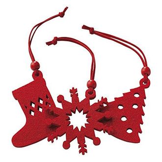 eBuy GB Weihnachtsbaum-Deko-Set zum Aufh&auml;ngen, Filz, rot, 18,8 x 8.61 X 2.01 cm