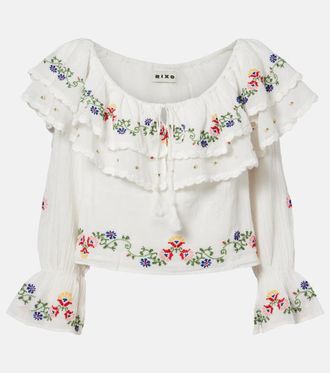 Rixo Top Maurine brod&eacute; en coton