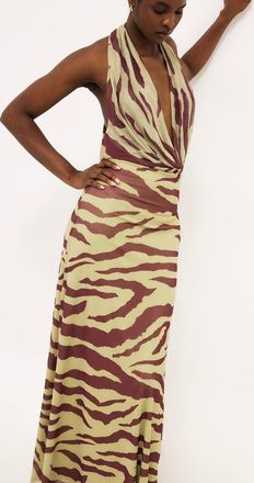 NA-KD Maxikleid mit Neckholder und All-over-Print-Multi