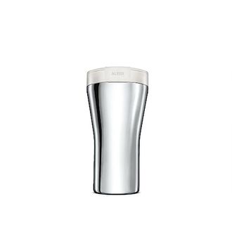 Alessi Caffa GIA24 W - Travel Mug Design &agrave; Double Paroi en Acier Inoxydable 18/10 Brillant Et R&eacute;sine Thermoplastique, Blanc