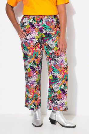 Angel Of Style Schlupfhose Hose gerades Bein Bl&auml;tter-Muster Elastikbund