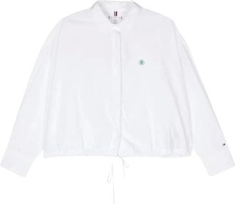 Tommy Hilfiger Femme, Blouses et Chemises, Blanc, Taille: 36 FR Cropped Drawstring Shirt