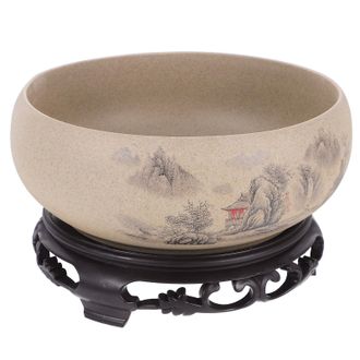 FOMIYES Keramik Hydroponik Pflanzgef&auml;&szlig; mit St&auml;nder 19 20cm Runder Pflanztopf f&uuml;r Sukkulenten Narzissen und Wasserpflanzen Grobkeramische Pflanzschale f&uuml;r Inne