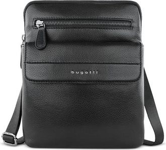 Bugatti Nome Sac à bandoulière en cuir, sac crossover pour homme, sac à bandoulière moyen, noir