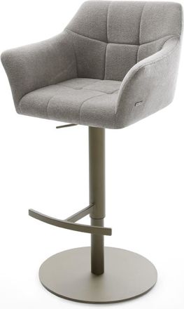 DELIFE Barstuhl Yulo-Flex Strukturstoff Soft Grau Drehfu&szlig; h&ouml;henverstellbar Metall Titanfarben, Barst&uuml;hle