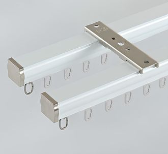 Generic Doppelte Vorhangschiene F&uuml;r Fenster 70-600 cm, Robuste Deckengardinenschiene, Wandmontage, Aluminium-Gardinenstange F&uuml;r Raumteiler(White Ceiling,500cm