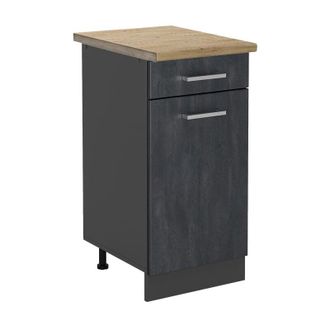 Vicco Meuble cuisine R-Line, B&eacute;ton noir, 40 cm pt Ch&ecirc;ne