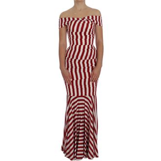 Dolce & Gabbana Statement Rotes Wei&szlig;es Seiden Stretch Kleid - - Dresses - Damen - Rot - S