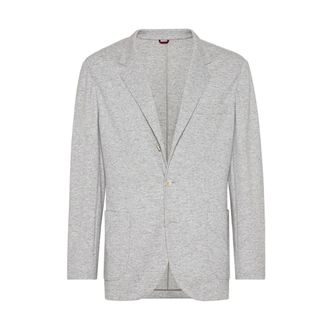 Brunello Cucinelli Homme, Vestes, Gris, Taille: M Veste en Cachemire Gris avec Revers