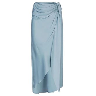 SIMKHAI Klar Blauer Drapierter Satin Midi Rock - - Skirts - Damen - Blau - S