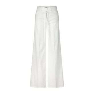 Raffaello Rossi Femme, Pantalons, Blanc, Taille: 44 FR Jean Évasé Taille Haute avec Ceinture