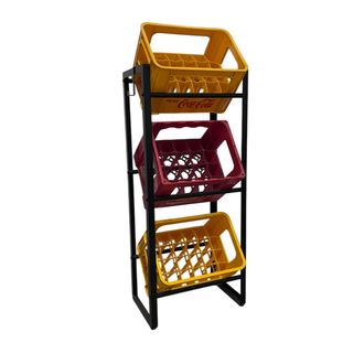 Schulte Regalwelt Getr&auml;nkekistenregal mit 3 Ebenen, ca. 57x115x32 cm (LxHxB), 120 Kg Feldlast, schwarz