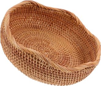 NUOBESTY Geflochtener Rattan Brotkorb und Obstkorb Rund Handgefertigter Aufbewahrungskorb f&uuml;r K&uuml;chenarbeitsplatte Langlebiger Nat&uuml;rlicher Korb Zur Brot und Obs