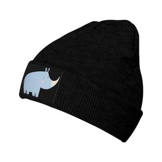 Generic Bonnet Tricoté Rhinocéros Africain Mignon Chaud Bonnets en Tricot Doux Chapeau Tricoté pour Femme Ski Adultes