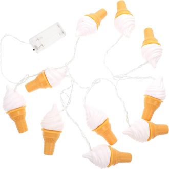 NUOBESTY LED Eiscreme Lichterkette 2m mit 10 Warmwei&szlig;en Leds Batteriebetrieben ohne Batterien Dekorative Geburtstags und Festbeleuchtung f&uuml;r Kinderzimmer und P