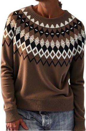 Generic Pull élégant à col roulé en tricot doux pour femme, avec col rond, manches longues pour le quotidien, les loisirs et le bureau, 02 - Marron clair, XXL