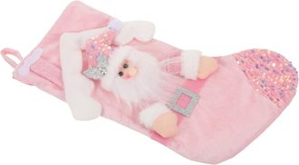 Hemobllo Rosa Weihnachtsstrümpfe Mit Pailletten-Design Cartoon-Stil Für Junge Mädchen Wiederverwendbar Als Weihnachtsgeschenktüte Und Christbaumdekoration