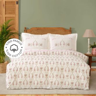 Karaca Home Alfia Powder Baumwolle Single Size Bettw&auml;sche, Tek, Wei&szlig;