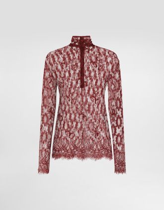 Dolce & Gabbana Chantilly Lace Top - Frau Blusen Und Tops Bordeaux 38