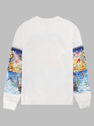 Casablanca Egypt-Print Organic Cotton T-Shirt - White