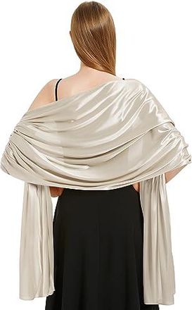 Heekpek Satin Foulard Chale Femme Mariage Echarpes pour Robe de Soirée Élégant Chic Etole Femme pour Soirée Cérémonies Fêtes Mariage, Gris, Taille unique