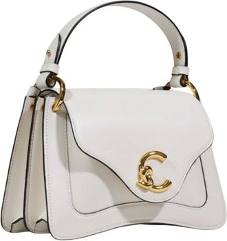 Coccinelle Femme, Sacs, Blanc, Taille: ONE Size Sac &agrave; main en cuir avec bandouli&egrave;re et poche int&eacute;rieure