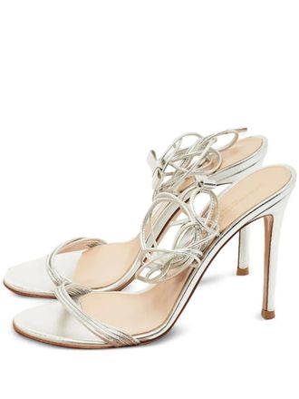 Gianvito Rossi bow leather sandals - Silber