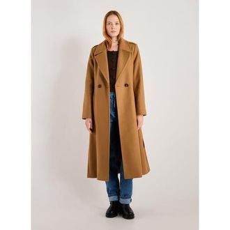 Trench & Coat Manteau long en laine m&eacute;lang&eacute;e