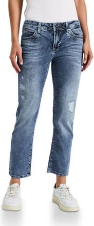 Street One 3716630 Jean avec détails usés, Mid Blue Authentic Wash, 28W / 28L Femmes