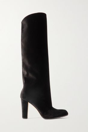 Manolo Blahnik Bottes En Velours Garder 45 - Noir