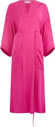 Fabiana Filippi Femme, Robes, Rose, Taille: 36 FR Robe Midi Manches Longues Ceintur&eacute;e