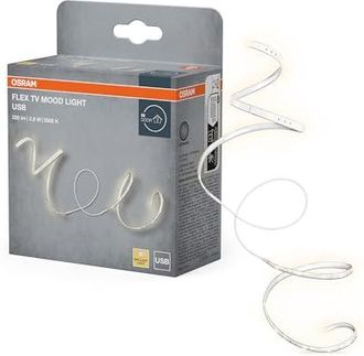 Osram Flex TV dekorative LED-Streifen mit warmwei&szlig;en Licht f&uuml;r den Innenbereich, selbstklebend, mit USB-Anschluss, 2.8W, 200lm, 3500K, warmwei&szlig;, nicht dimmb