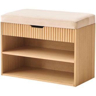 Nordlys Nordlys - Meuble Entr&eacute;e a Chaussures 2 Etageres 1 Coffre Bois