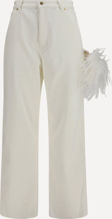 Darkpark Lisa feather chain corduroy Pants Female 25