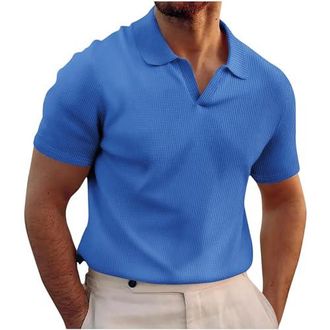 Generic Chemise &agrave; manches courtes pour homme - Uni - D&eacute;contract&eacute; - Col rabattu - &Eacute;l&eacute;gant - L&eacute;ger - Extensible - Respirant - Pull dext&eacute;rieur - Pour la course, 