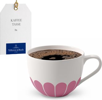 Villeroy & Boch Fleur cassis Kaffeetasse pink, Spülmaschinenfest, Mikrowellensicher, Tasse für Kaffee oder Tee, Kaffeebecher, Becher Blumenmuster, Capuccino Tasse, Te