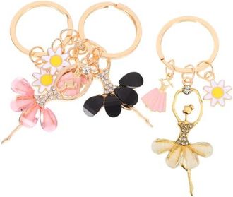 FOMIYES Lot de 3 Porte-Cl&eacute;s Ballerine Mignons pour Femmes Pendentifs D&eacute;coratifs Rose Noir et Beige Accessoires Kawaii pour Paquet &agrave; Main Paquet &agrave; Dos et Cl&eacute;s 