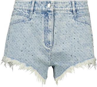 Iro Iro, Femme, Shorts, Bleu, Taille: 38 FR Short en Jean avec D&eacute;tails en Strass